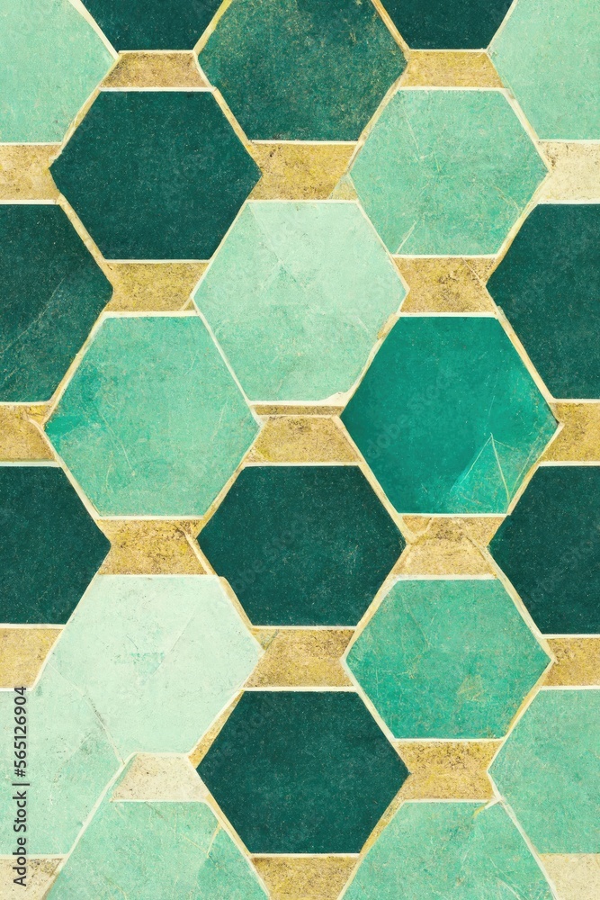 Hexagon Geometric tile pattern, AI assisted finalized in Photoshop by ...