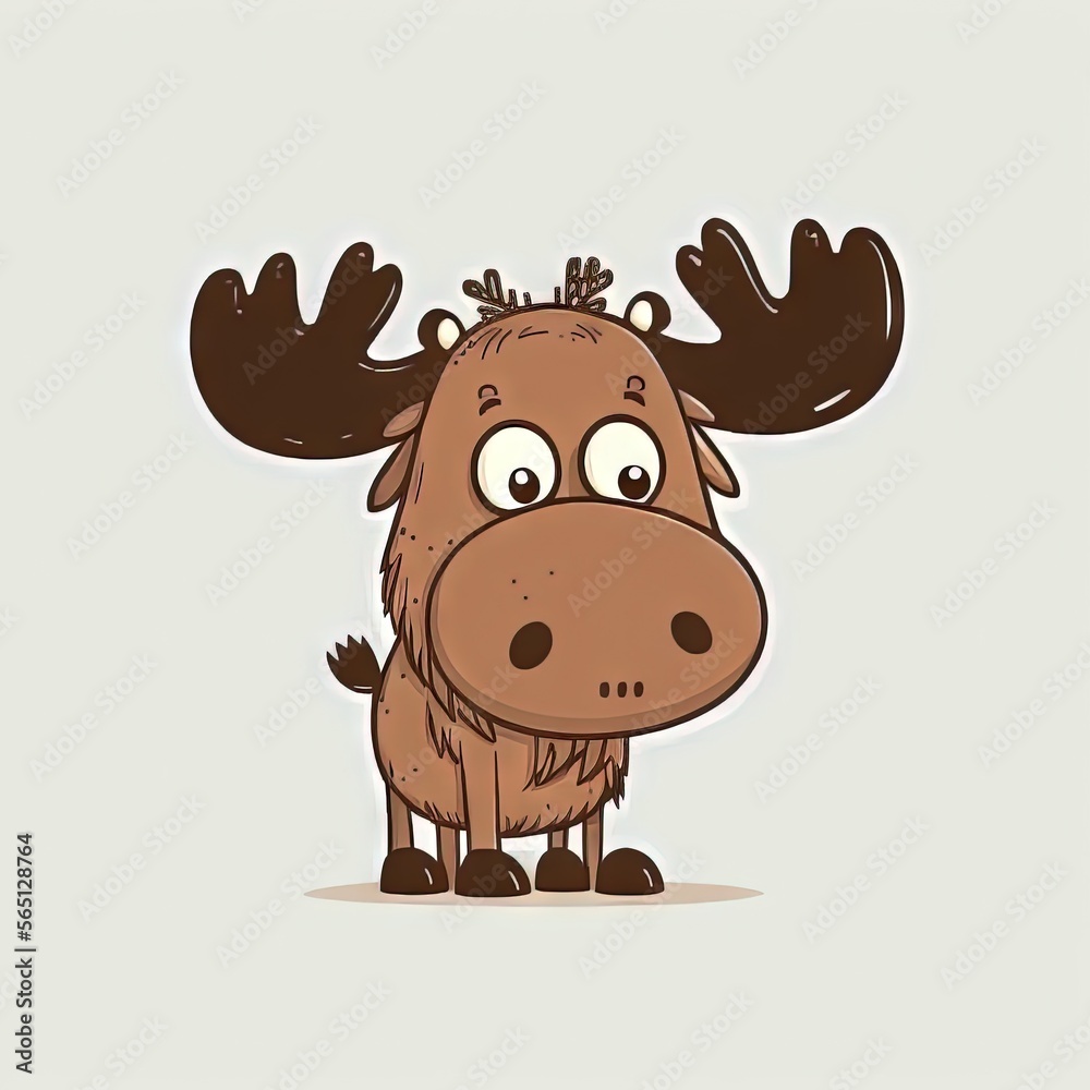 Poster, Foto a moose with a big nose and big horns on it's head, with a ...
