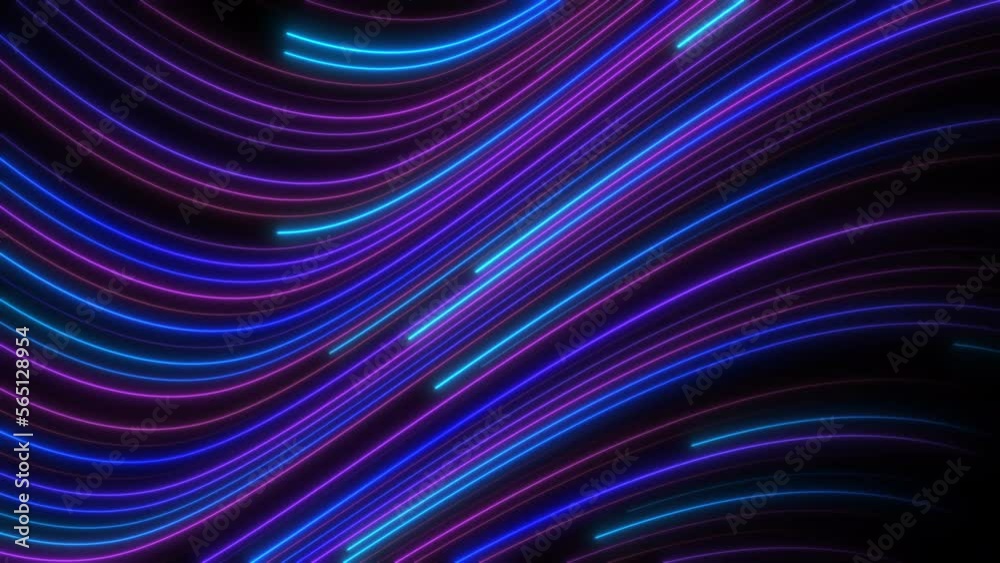 Light Stripes Purple and Cyan Moving in Space,Moving Lines of Fiber ...