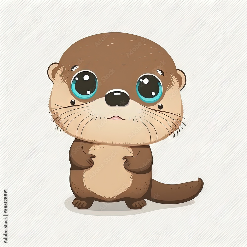 a cartoon otter with big eyes and a sad look on its face, sitting down ...