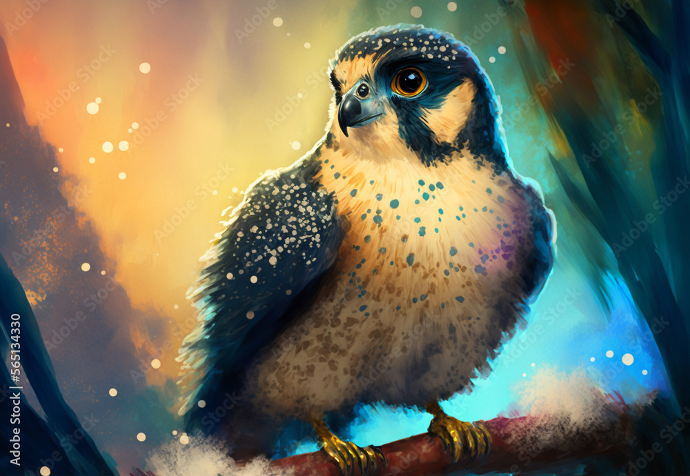 A very cute Peregrine Falcon,illustration,created with Generative AI ...