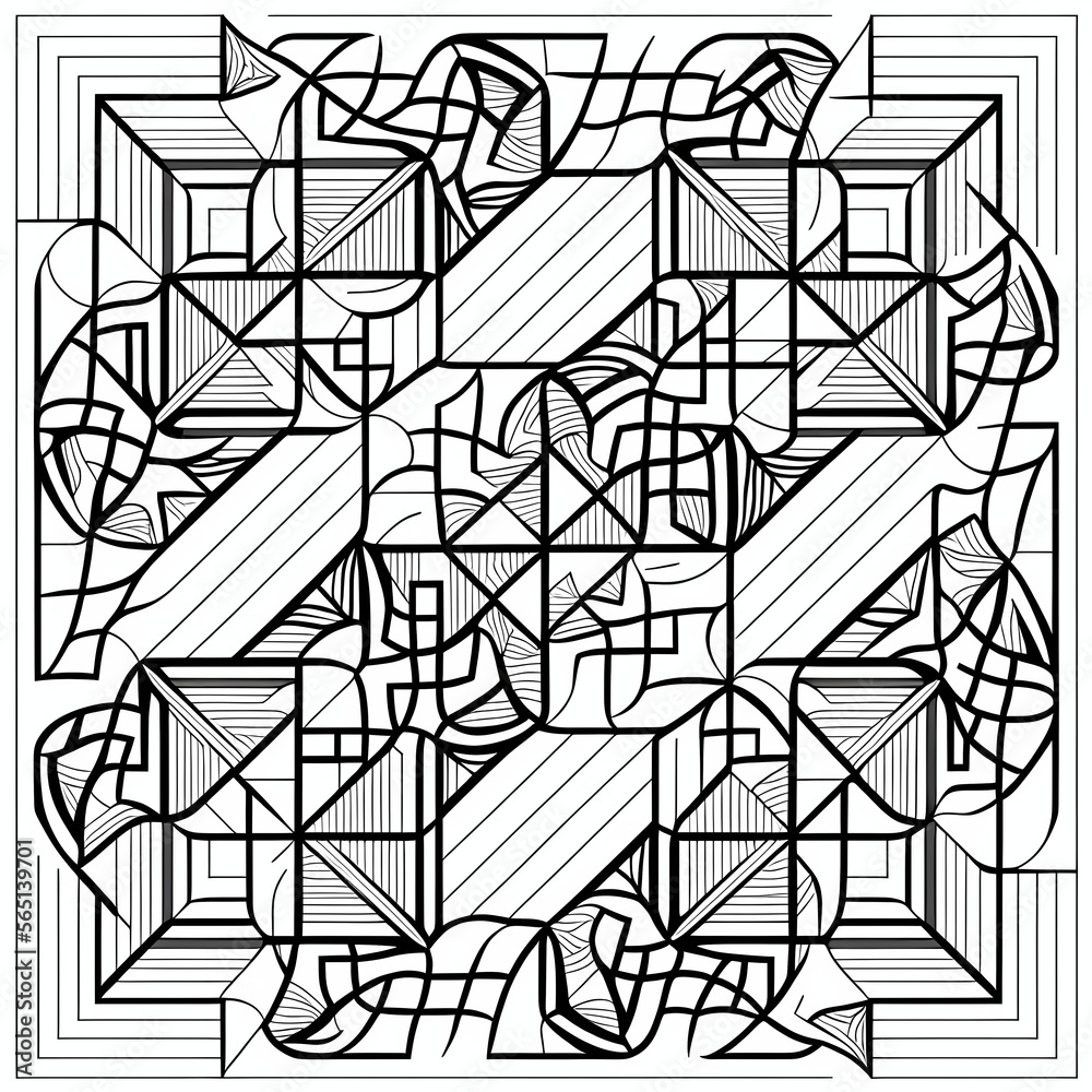 abstract geometric shapes and lines. coloring book page for coloring ...