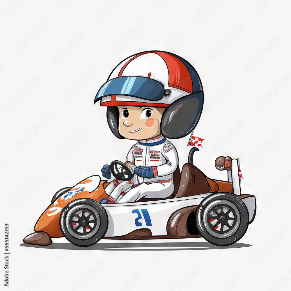 a cartoon character is driving a race car with a helmet on and a helmet ...