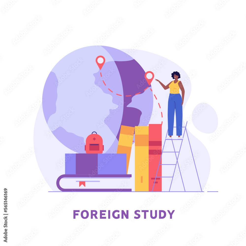 Foreign student learning in international high school. Concept of ...