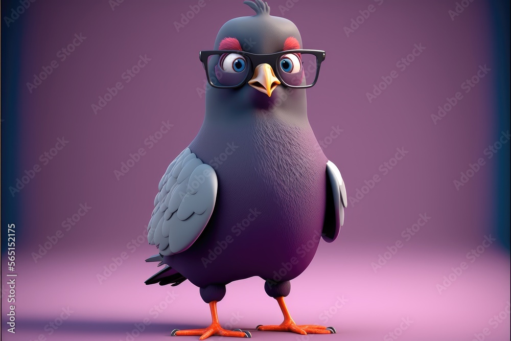 Cute 3D Cartoon dove character. Generative AI Stock Illustration ...