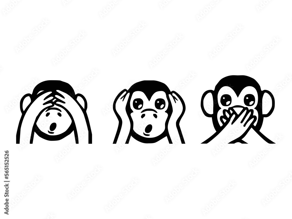 Gandhi's three monkey emoji vector set design. Isolated See-No-Evil ... Gandhi's three monkey emoji vector set design. Isolated See-No-Evil ...