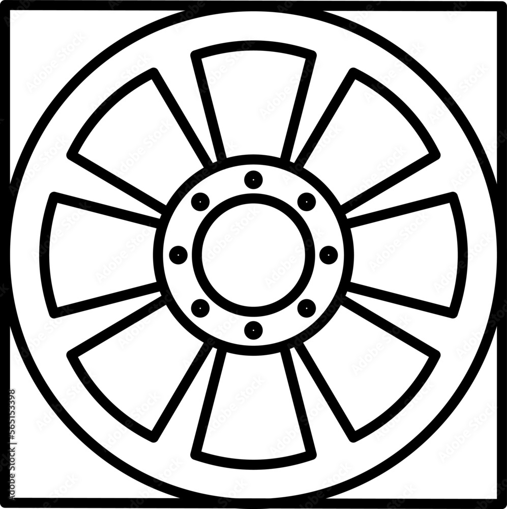 Equipment, fan, hvac vector icon on transparent background. Outline ...