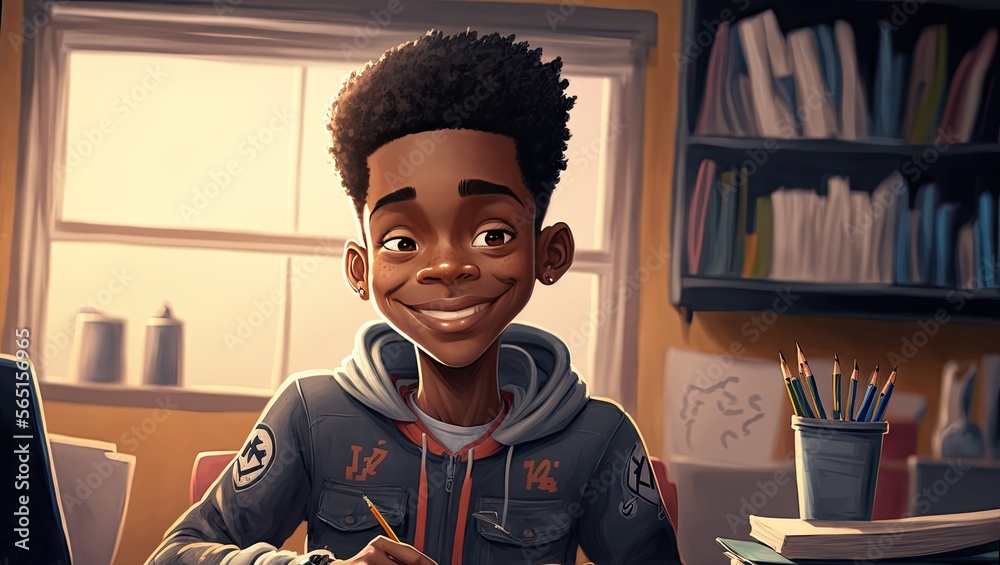 Illustrations of cartoonish diverse young people inside a classroom ...