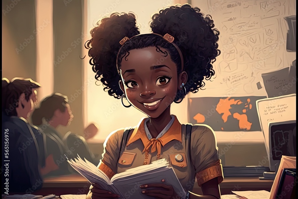 Illustrations of cartoonish diverse young people inside a classroom ...