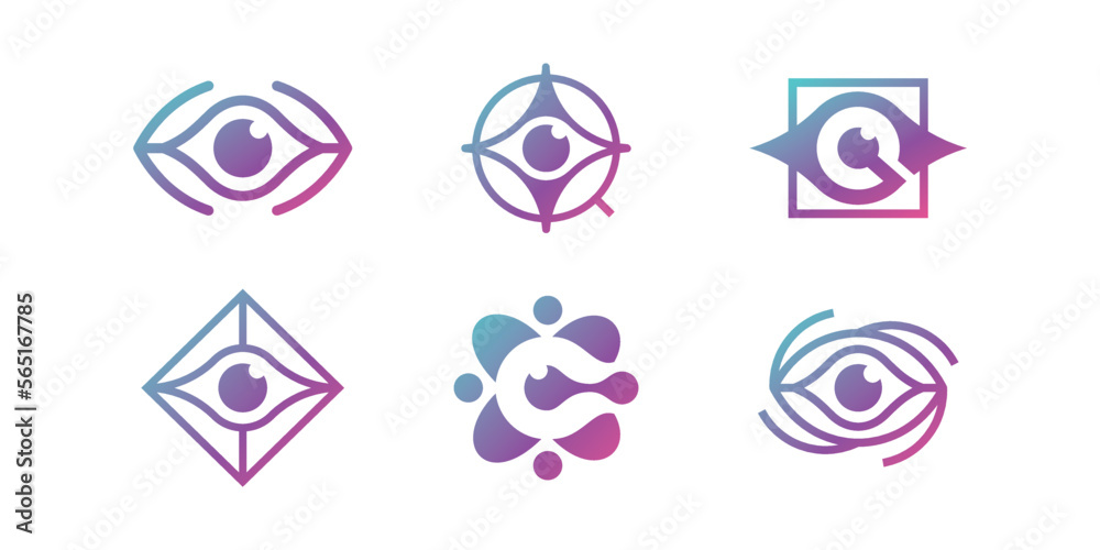 abstract Eye vision Logo design vector template. Colorful media icon ...