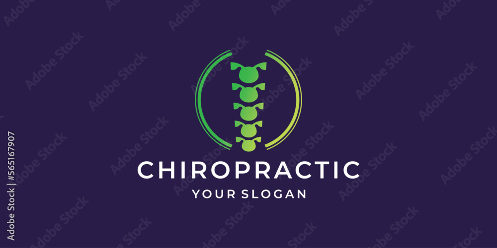 symbol chiropractic logo template with circle frame shape design ...