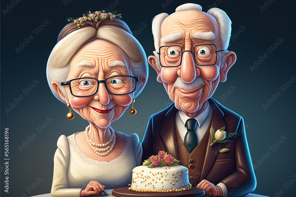 Portrait d'un couple de personnes âgées fêtant leur anniversaire de ...