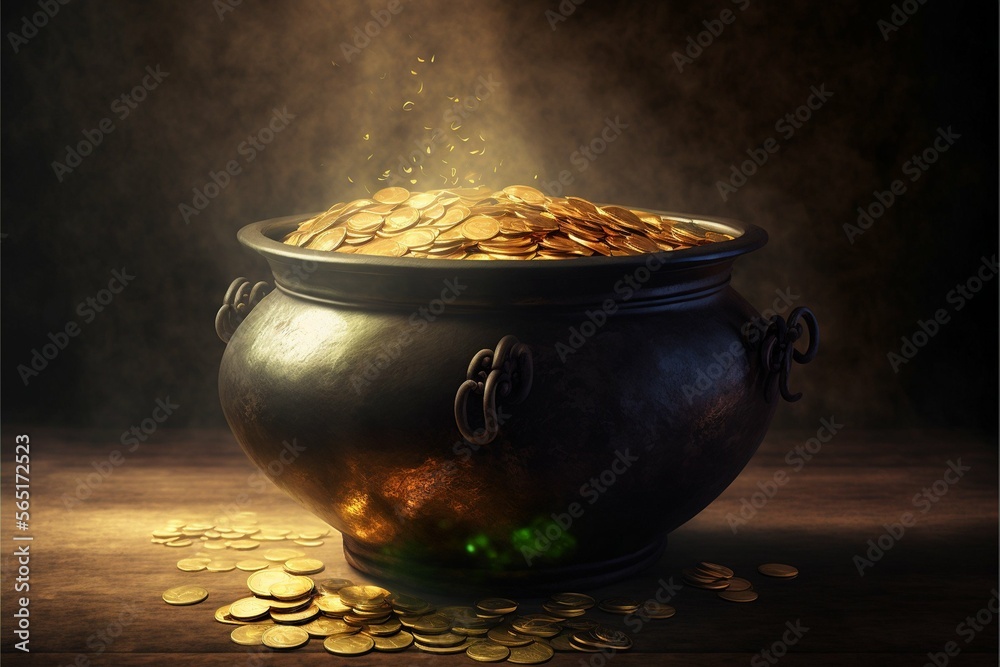 pot of gold with coins Stock Illustration | Adobe Stock