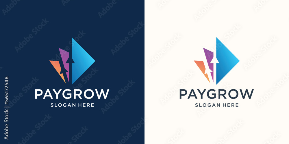 Abstract payment vector logo design with growth arrow shape design ...