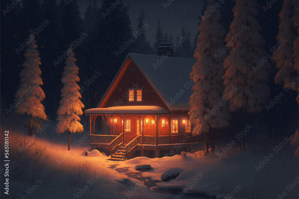 Cozy Winter House Illustrations for Relaxation and Self-Improvement ...