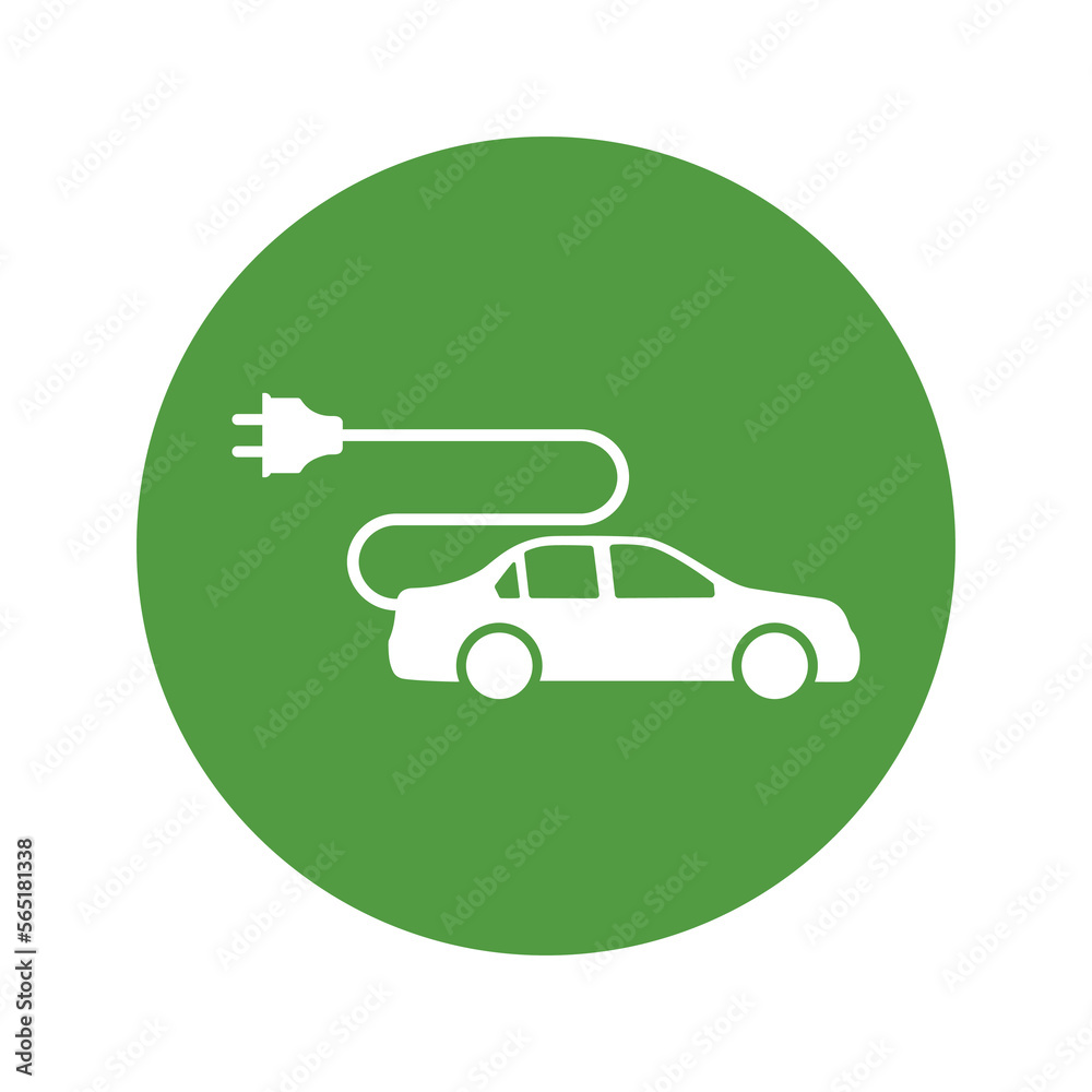 Eco electrocar icon Zero emission vehicle Battery charging station sign ...