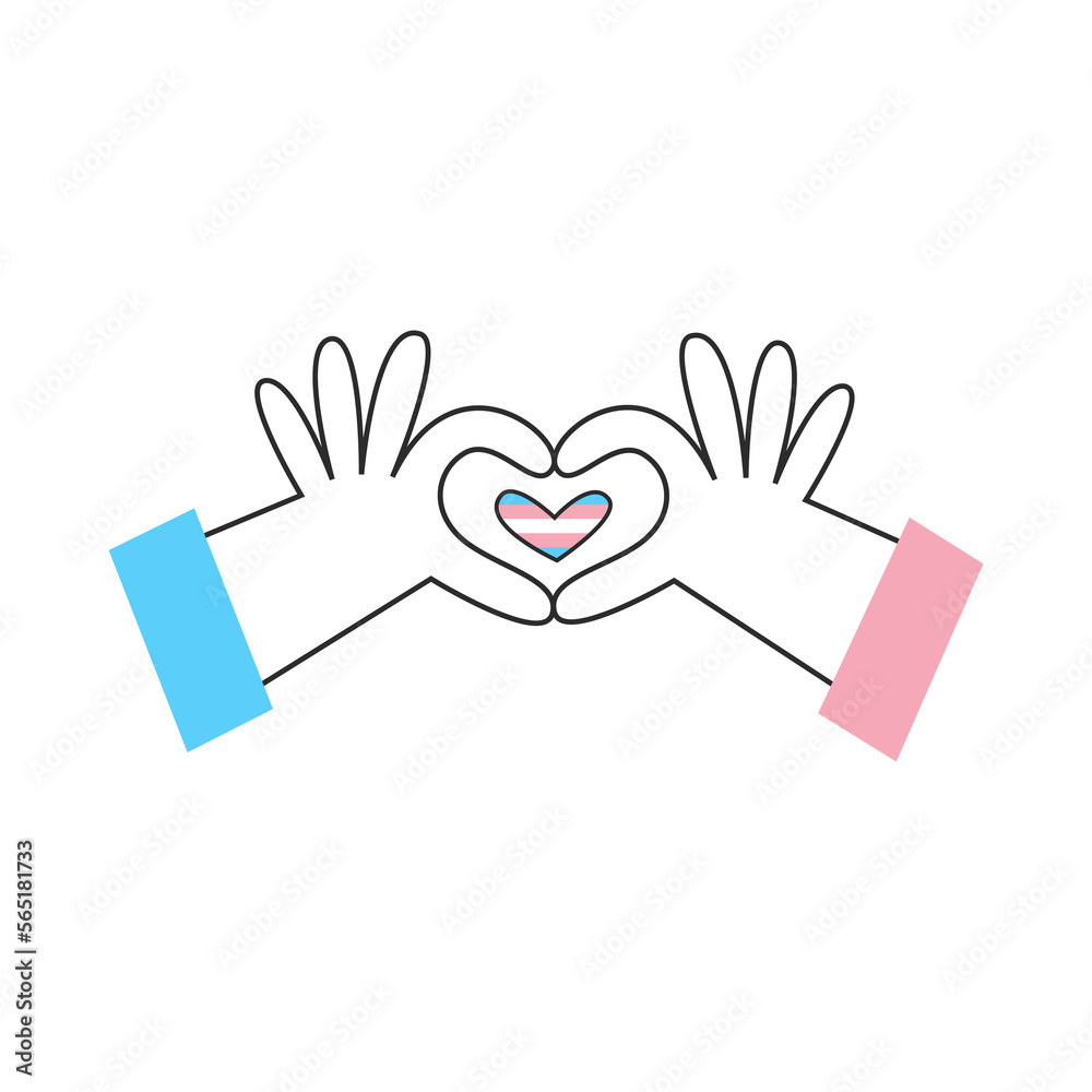 Hand with transgender flag heart and symbol. Trans day of visibility ...