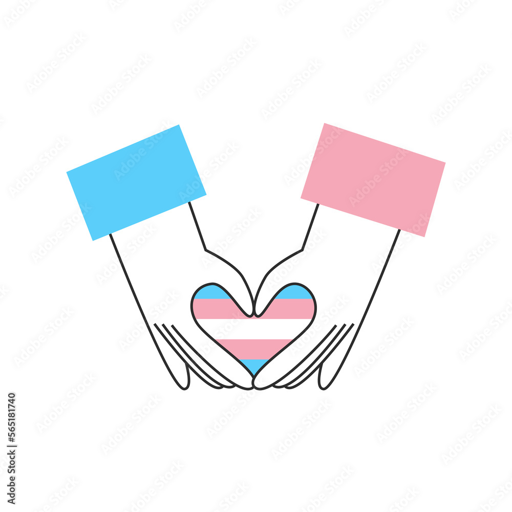 Hand with transgender flag heart and symbol. Trans day of visibility ...