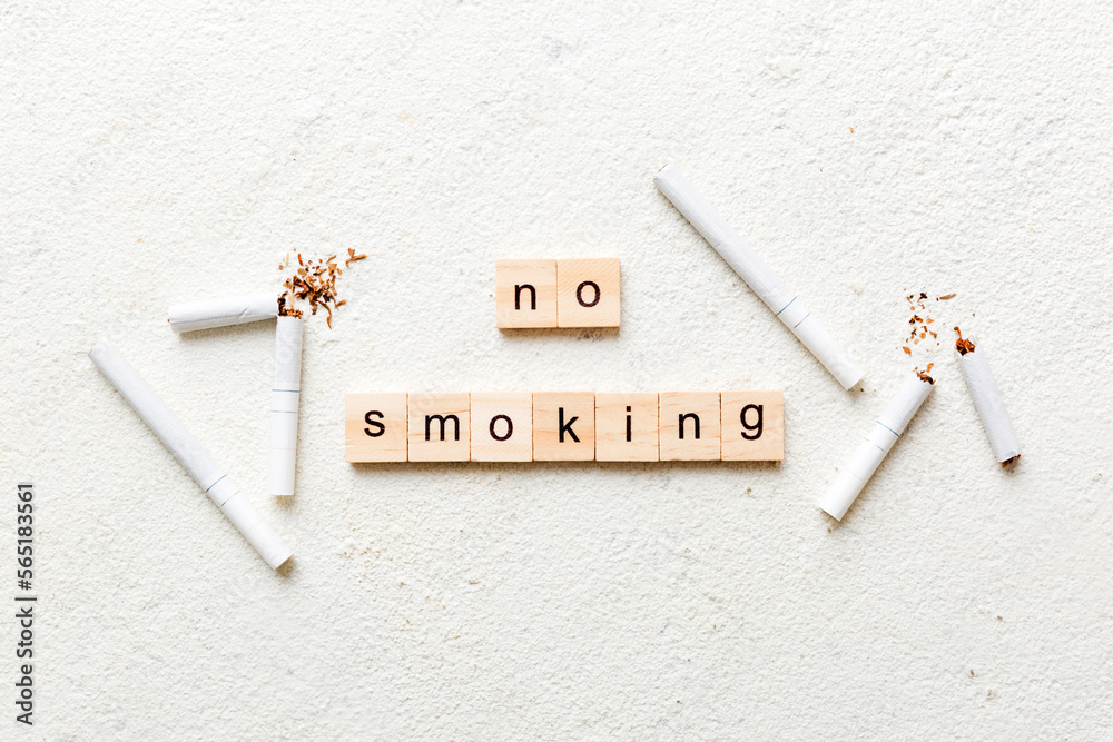 Cigarette And Wooden Blocks, Broken cigarette on table background, No ...
