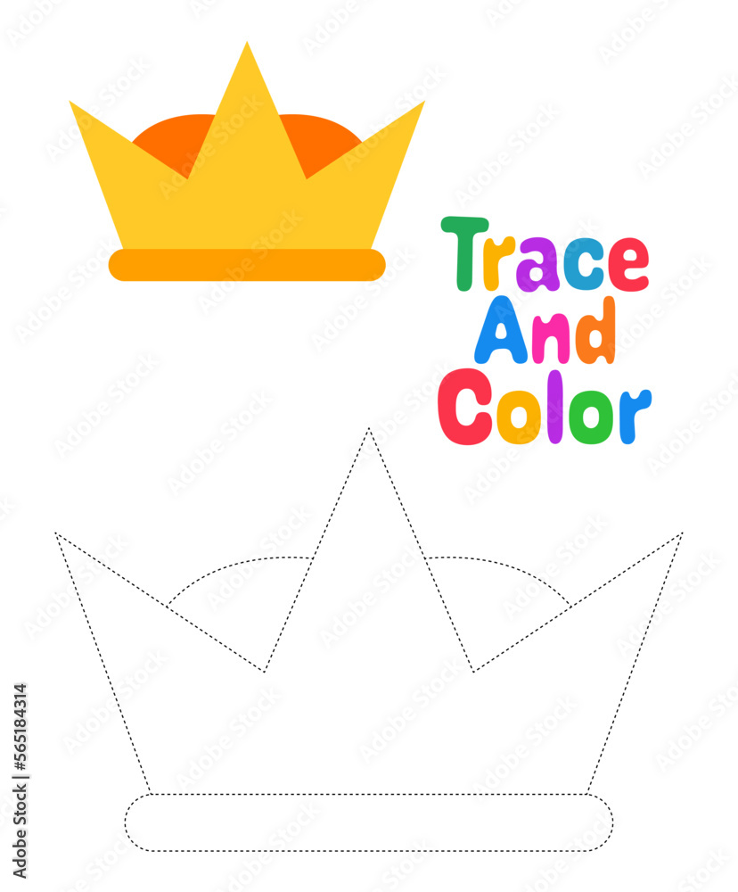 Crown tracing worksheet for kids Stock Vector | Adobe Stock