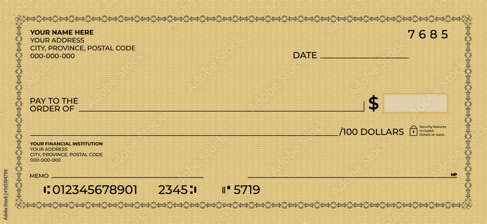 Blank bank cheque template design. Bank check template Stock Vector ...