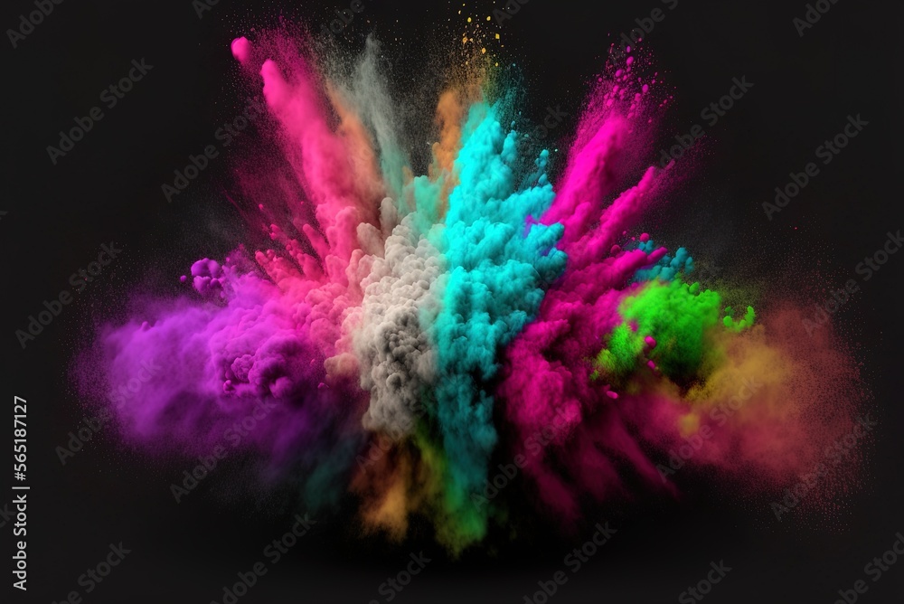 Picture of a powder explosion in bright colors, representing the Indian ...
