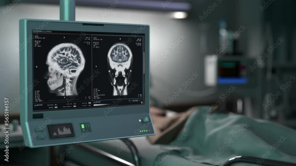 Vidéo Stock Diagnostic Scan Of Brain In Skull For Cancer Research In ...