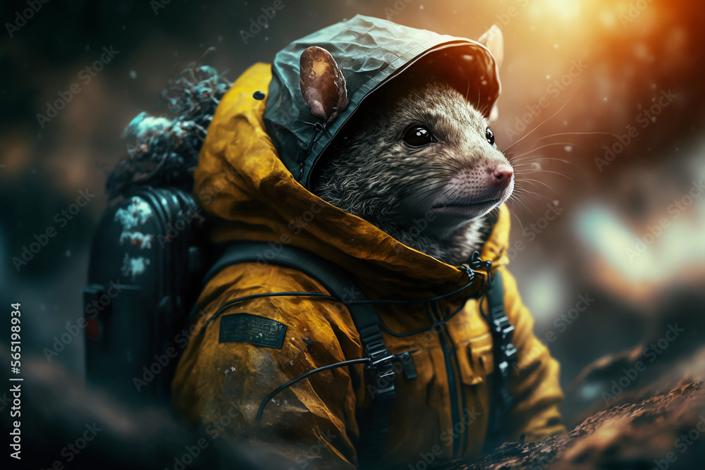 A rat is wearing a picnicker's clothes, preparing for an adventure in ...