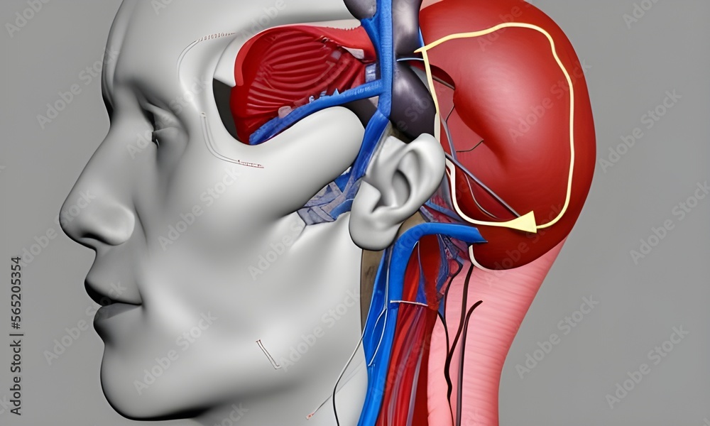 AI Generative Illustration Human head slice profile side view deep ...