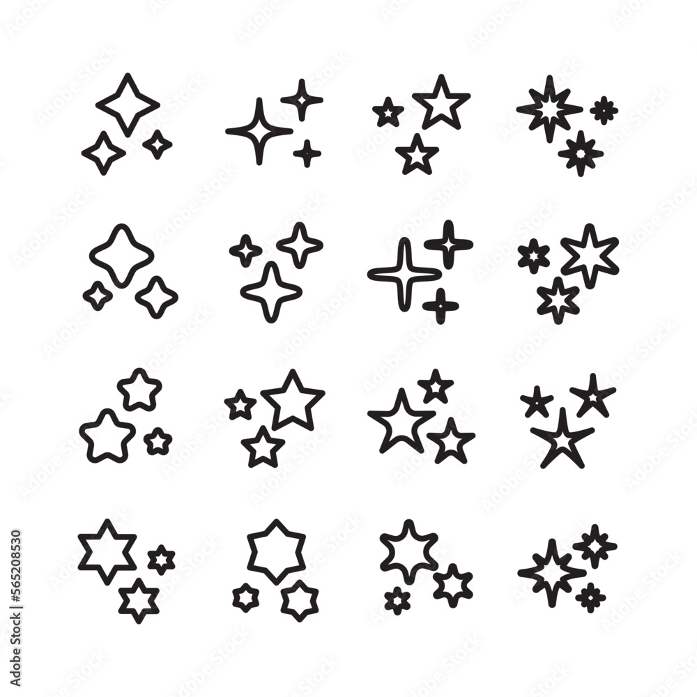 sparkle icon set with line art style Stock Vector | Adobe Stock