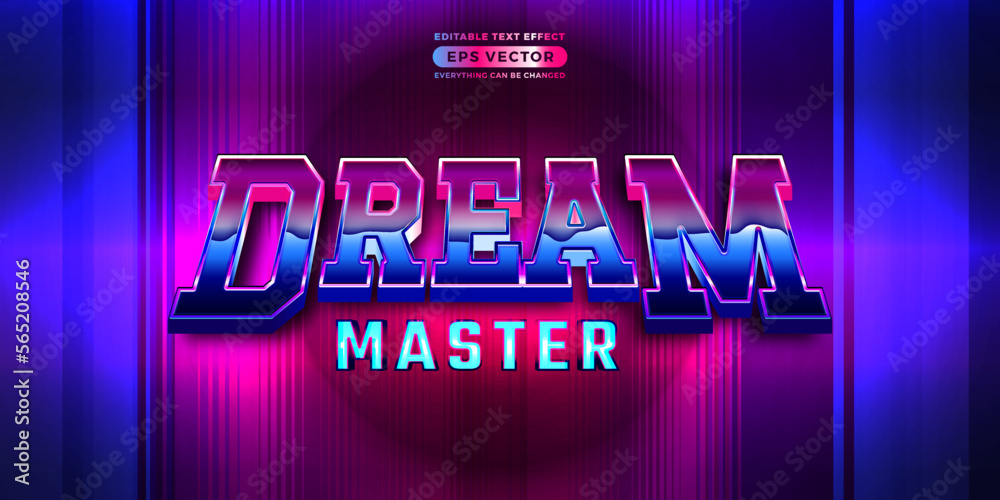 Dream master editable text style effect in retro look design with ...