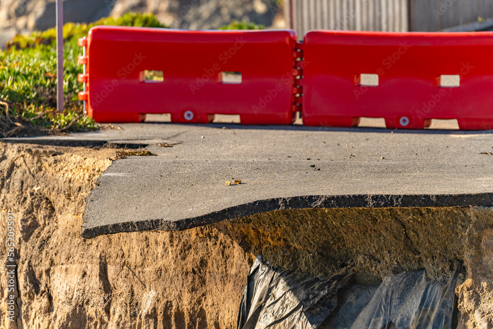 California's bomb cyclone destroyed roads. Stock Photo | Adobe Stock