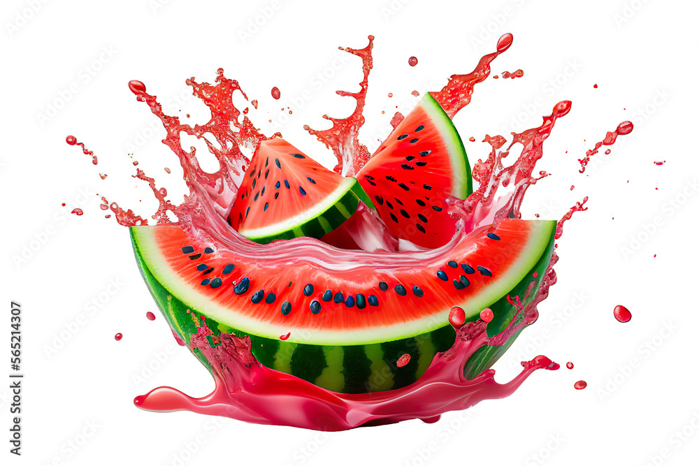 watermelon with juice splash Stock Illustration | Adobe Stock