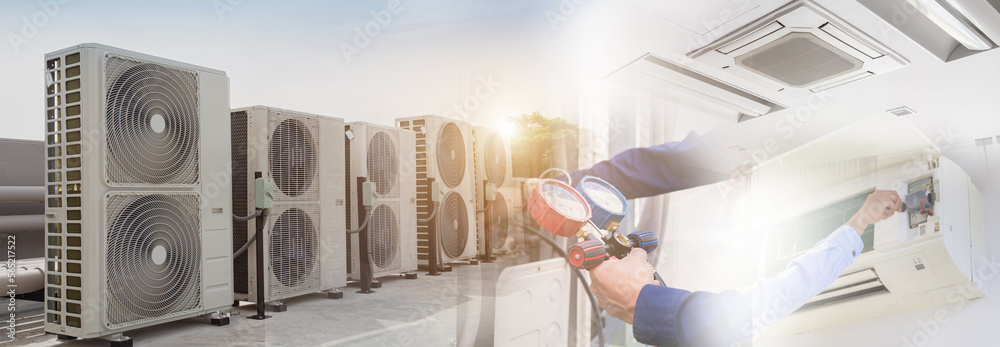 air conditioner system service , maintain . Stock Photo | Adobe Stock