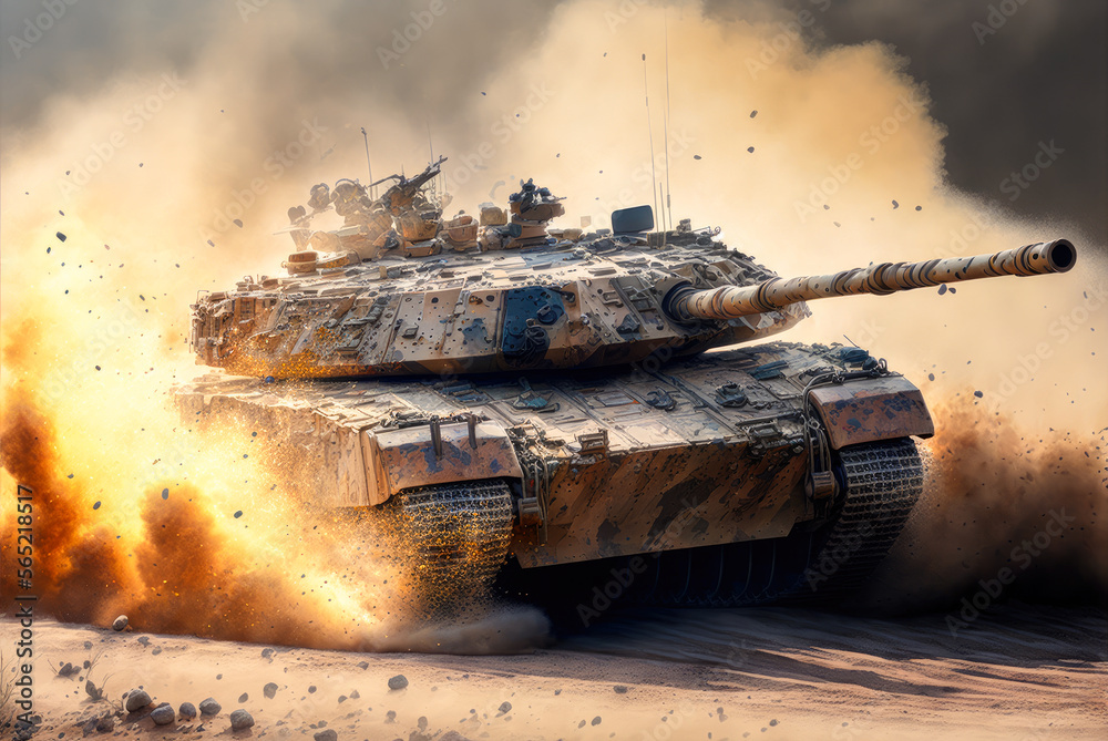 German Tank Leopard 2 in action War Concept - Generative AI Stock ...