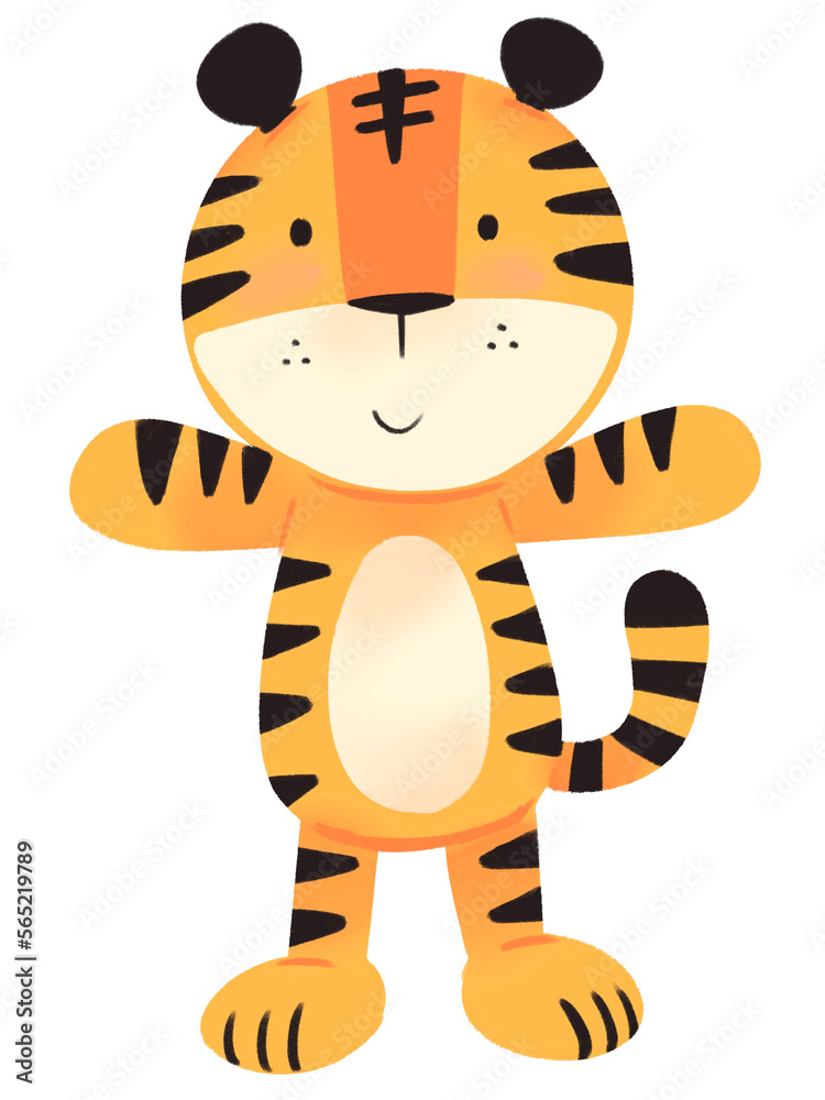 cute little tiger drawing with a bright demeanor and the smile of the ...