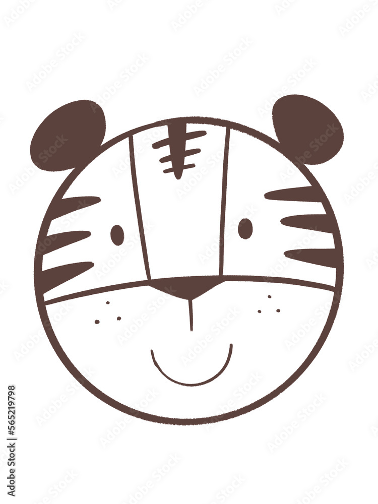 cute little tiger drawing with a bright demeanor and the smile of the ...