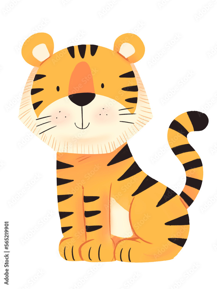 cute little tiger drawing with a bright demeanor and the smile of the ...