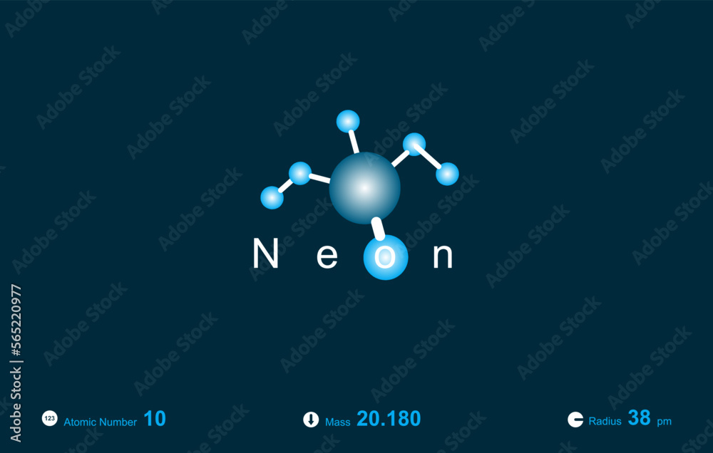 Modern logo design for the word "Neon" which belongs to atoms in the ...