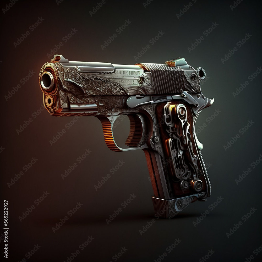 old detailed gun with see thru mechanism,gradient background,generative ...