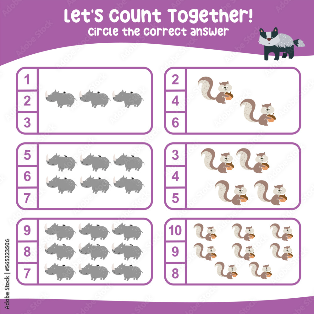 Let’s counting the animals together and circle the number on the ...