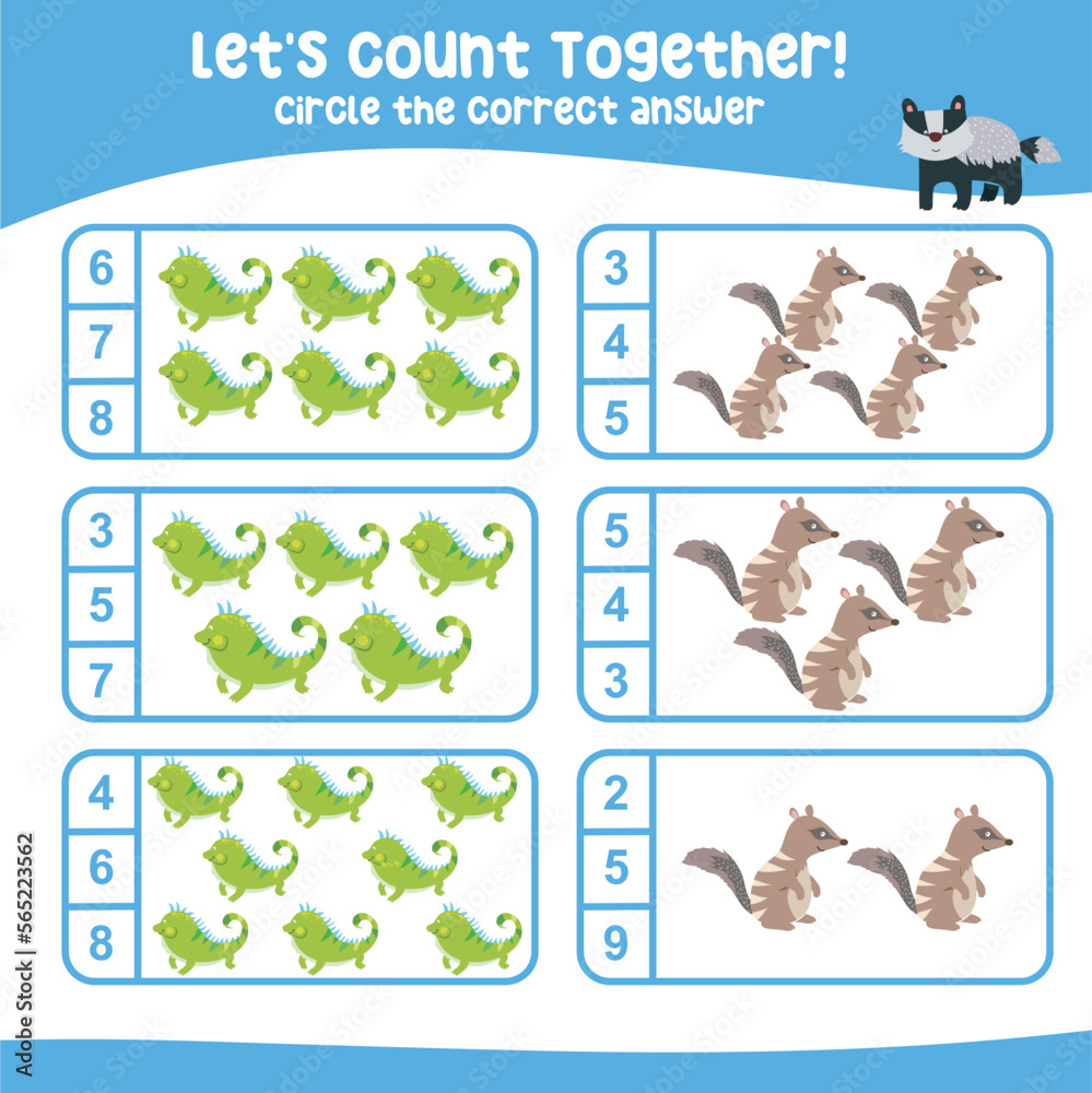 Let’s counting the animals together and circle the number on the ...