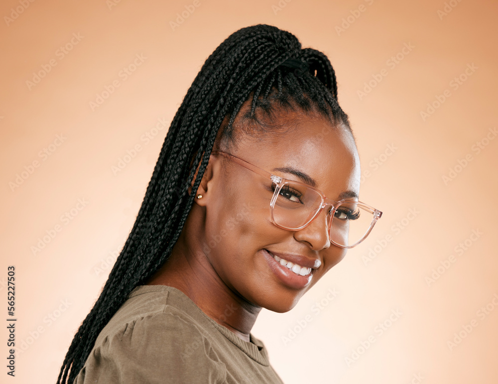 Black woman, smile and retail frame portrait of a young person in a ...