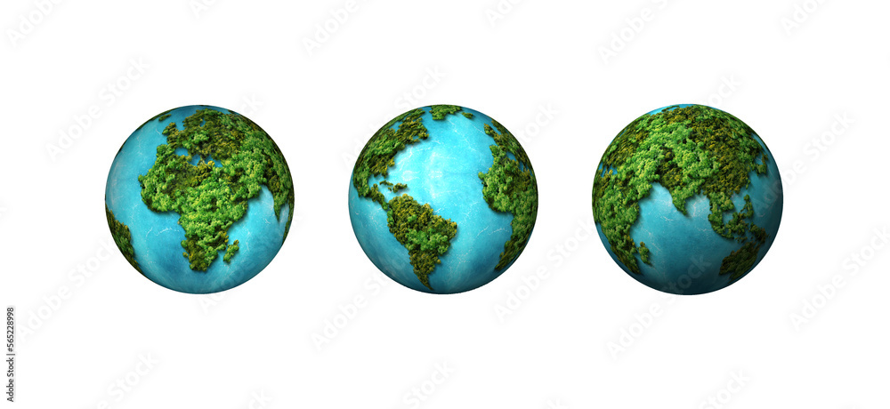 Green World Map- 3D tree or forest shape of world map isolated on white ...