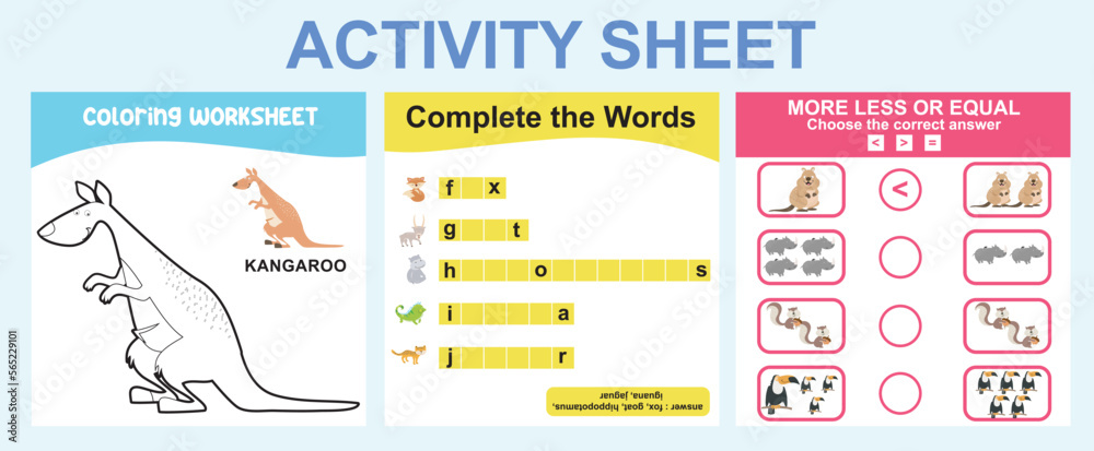 3 in 1 Activity kit for preschool and kindergarten kids with animal ...