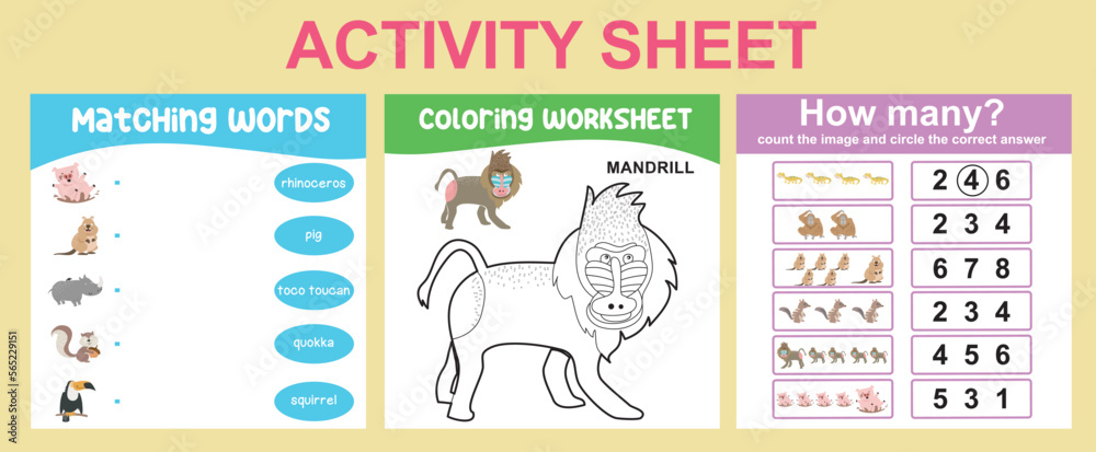 3 in 1 Activity kit animals edition for preschool and kindergarten kids ...
