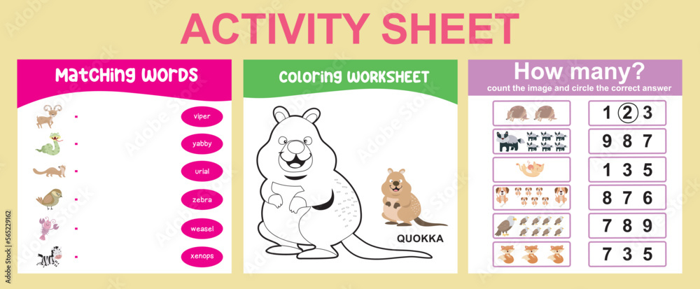 3 in 1 Activity kit animals edition for preschool and kindergarten kids ...