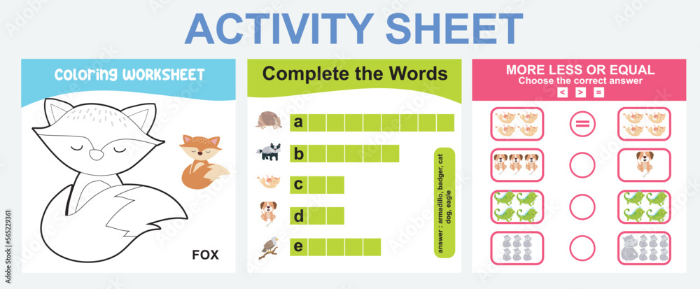 3 in 1 Activity kit animals edition for preschool and kindergarten kids ...