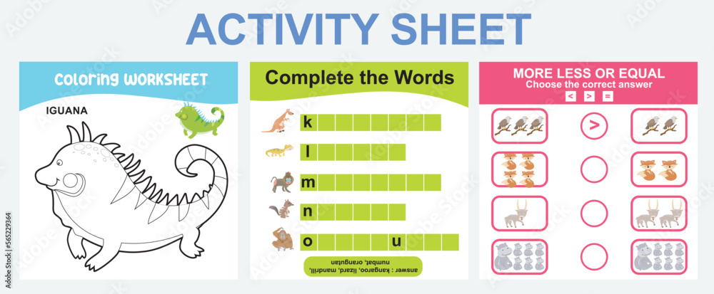 3 in 1 Activity kit animals edition for preschool and kindergarten kids ...