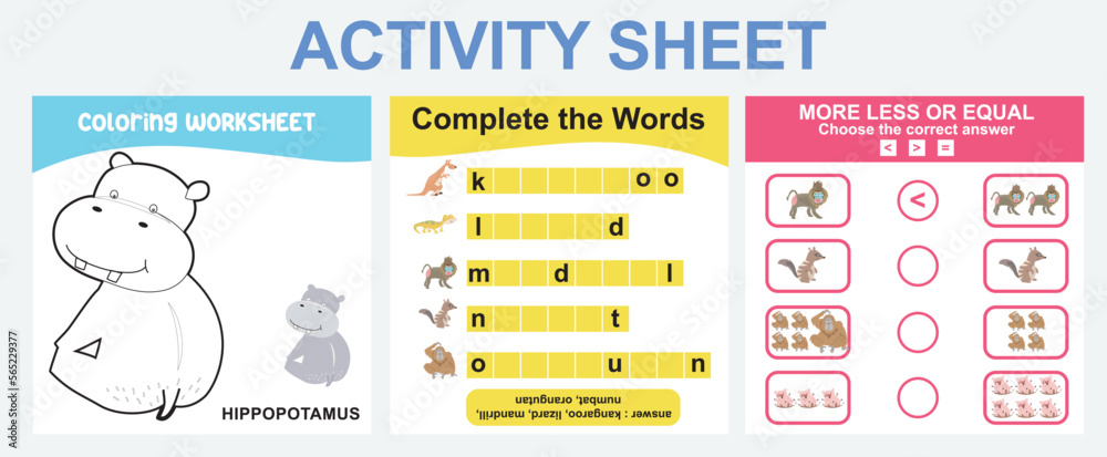 3 in 1 Activity kit animals edition for preschool and kindergarten kids ...